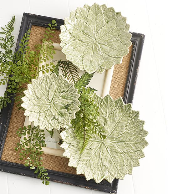 Ceramic Leaf Plate Wall Decor Set of 3 | Antique Farmhouse