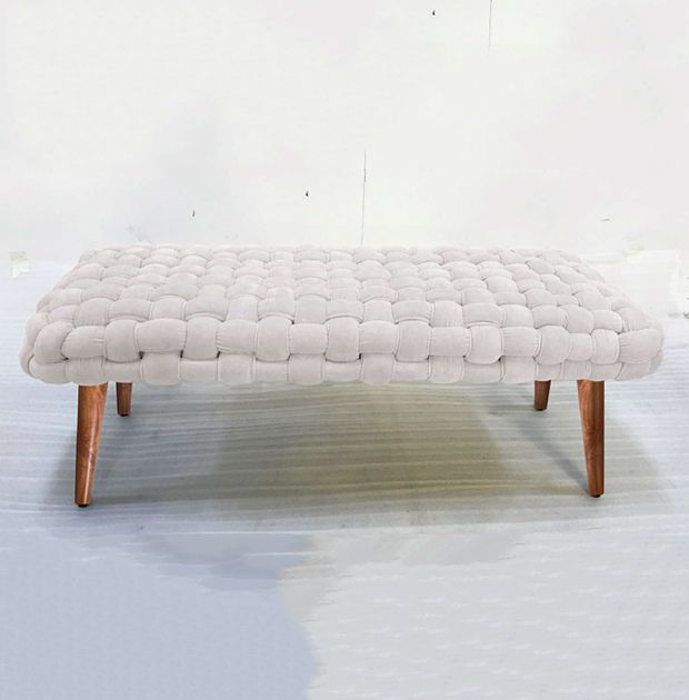 Chic Farmhouse Woven Velvet Bench | Antique Farmhouse