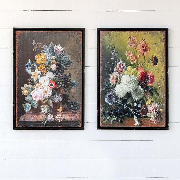 Classic Antique Style Floral Prints Set of 2 | Antique Farmhouse