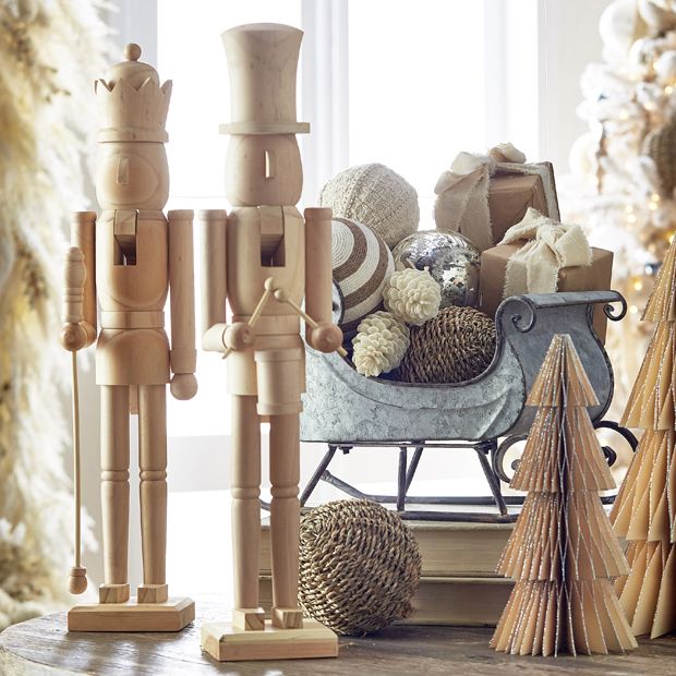 Classic Natural Wood Nutcracker Set of 2 | Antique Farmhouse