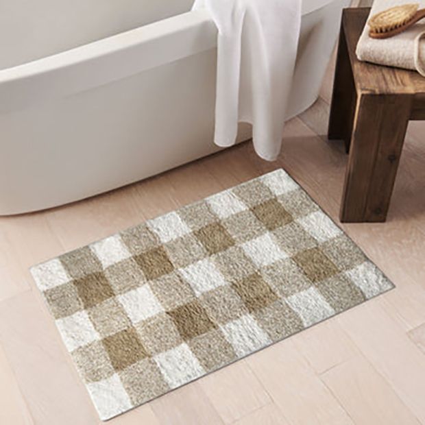 Classic Neutral Buffalo Check Bath Mat | Antique Farmhouse