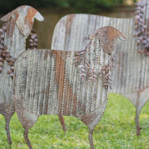 Corrugated Metal Farmhouse Sheep Yard Art Set of 3 | Antique Farmhouse