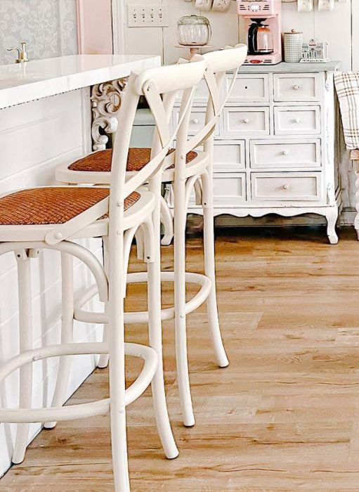 Country Cottage Rattan Seat Bar Stool | Antique Farmhouse