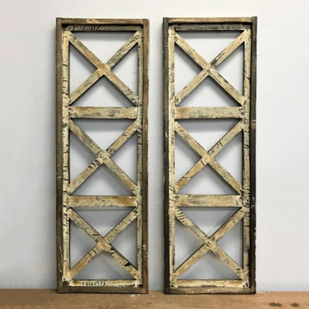 Rustic Wood Wall Decor Panel Set of 2 | Antique Farmhouse