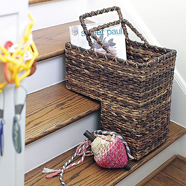 Dark Wicker Stair Basket | Antique Farmhouse
