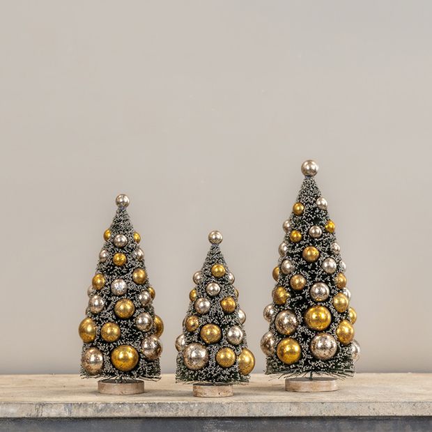 Decorated Bottlebrush Tree Set of 3 | Antique Farmhouse