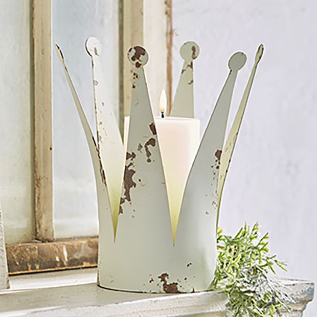Decorative Distressed Metal Crown Antique Farmhouse