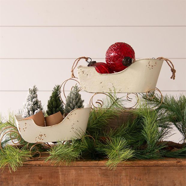 Decorative Distressed Sleigh Set of 2 | Antique Farmhouse