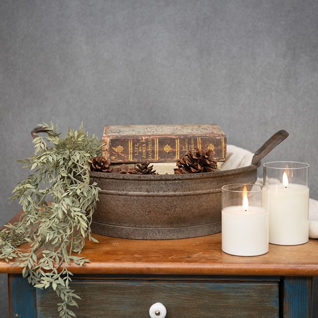 Decorative Metal Tub With Handles | Antique Farmhouse