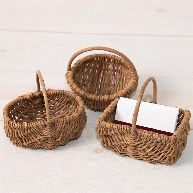 Decorative Mini Wicker Basket Set of 3 | Antique Farmhouse