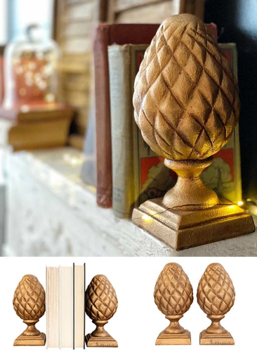 Decorative Pine Cone Bookends | Antique Farmhouse
