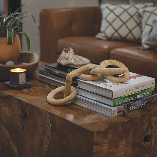 Decorative Sandstone Chain Table Accent | Antique Farmhouse