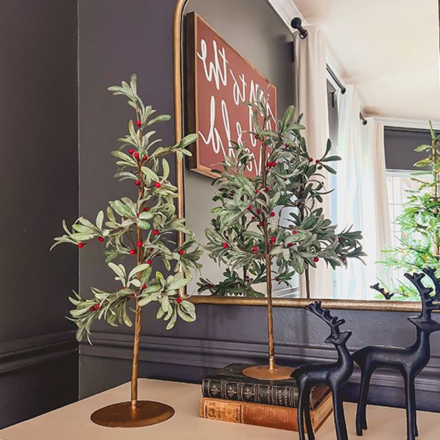 Decorative Tabletop Mistletoe Tree Set of 2 | Antique Farmhouse