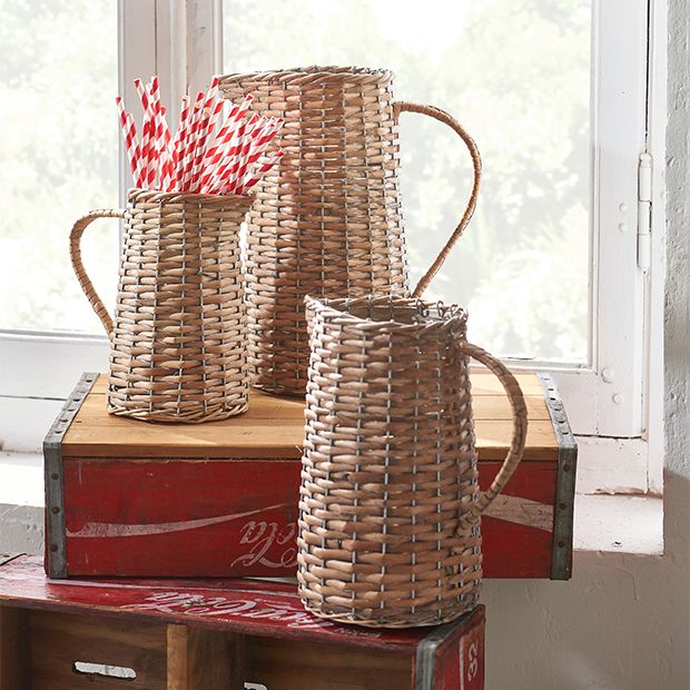 Decorative Woven Pitcher Vase One Of Each | Antique Farmhouse