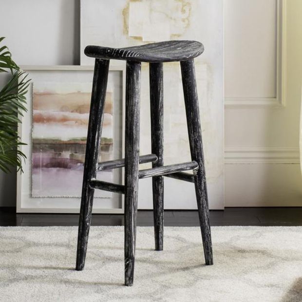 Distressed Backless Bar Stool | Antique Farmhouse