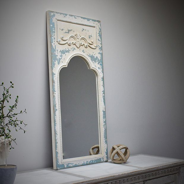 Distressed Blues Farmhouse Accent Mirror | Antique Farmhouse