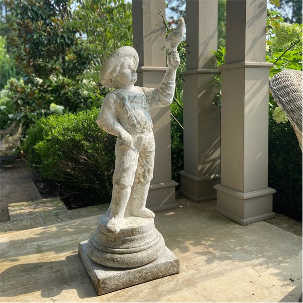 Distressed Farm Boy Statue | Antique Farmhouse