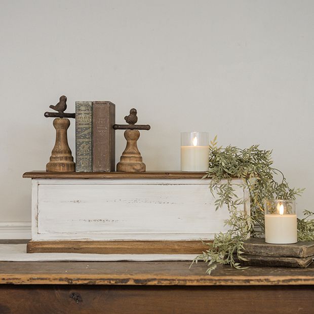 Distressed Two Tone Wood Centerpiece Riser | Antique Farmhouse