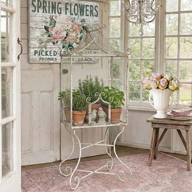Distressed White Greenhouse Display Stand | Antique Farmhouse