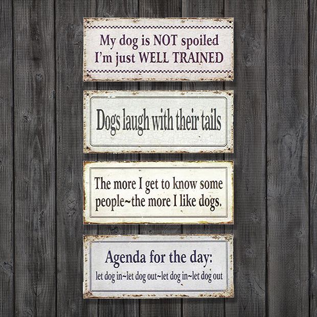 Dog Saying Wall Signs Set of 4 | Antique Farmhouse