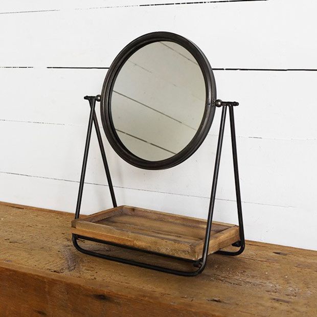 Vanity Mirror Stand With Tray | Antique Farmhouse