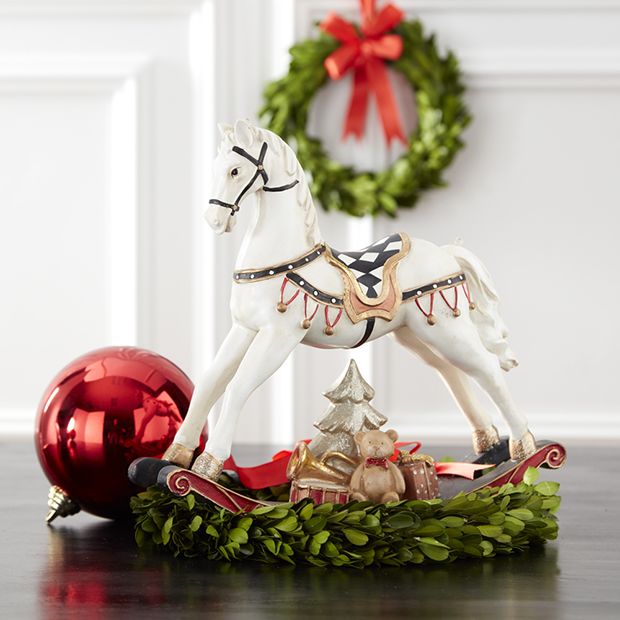 Gold Trim Rocking Horse Figure | Antique Farmhouse