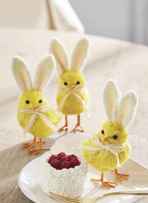 Easter Chicks With Bunny Ears Set of 3 | Antique Farmhouse
