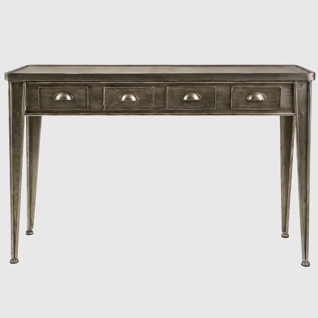 Antiqued Silver Finish Console Table | Antique Farmhouse