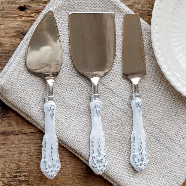 Elegant Enamel Cheese Servers Set of 3 | Antique Farmhouse