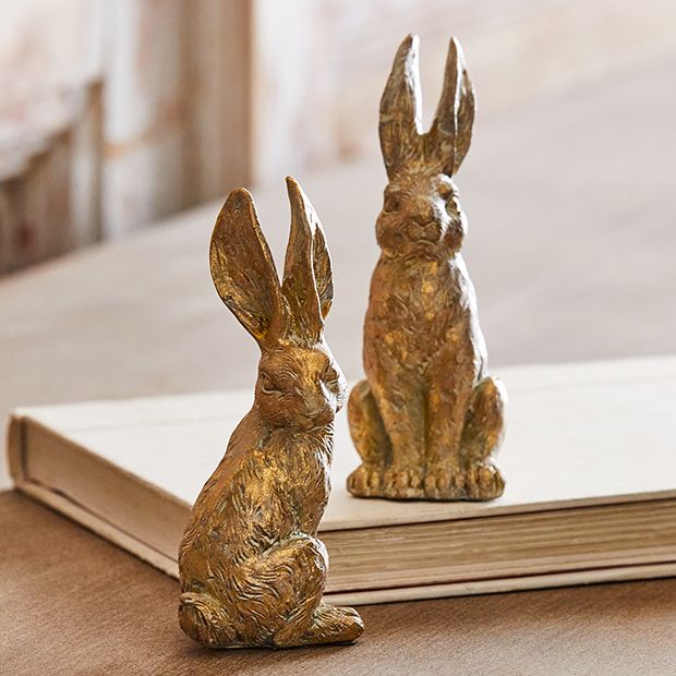 Elegant Sitting Rabbit Figurine Set 5 Inch | Antique Farmhouse