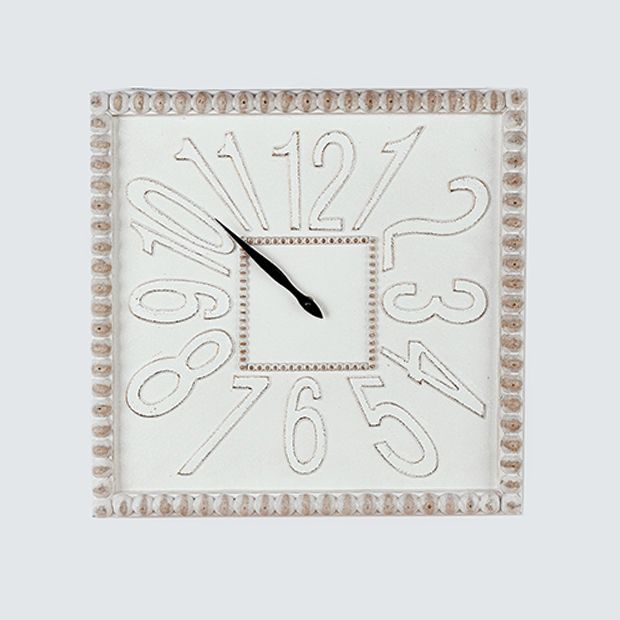 Embossed Metal Square Farmhouse Wall Clock | Antique Farmhouse
