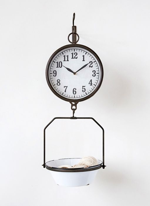 Enamel Hanging Produce Scale Clock | Antique Farmhouse