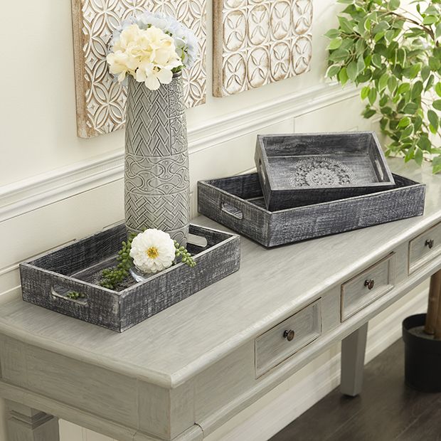 Elegant Wood Centerpiece Tray | Antique Farmhouse