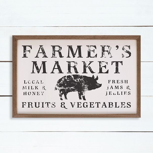 Farmers Market Fruits And Vegetables Sign | Antique Farmhouse