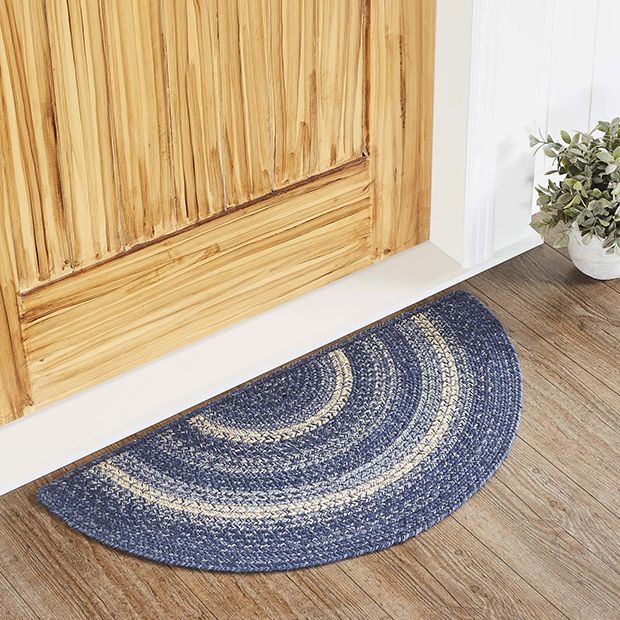 Farmhouse Blues Braided Jute Half Circle Rug | Antique Farmhouse