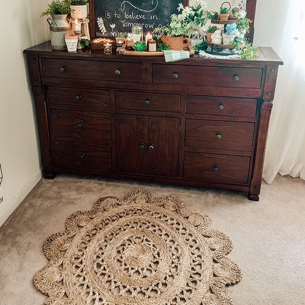 Farmhouse Chic Round Jute Area Rug | Antique Farmhouse