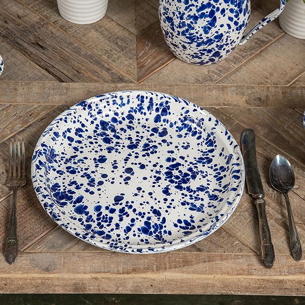 Farmhouse Splatterware Enamel Plate Set of 4 | Antique Farmhouse