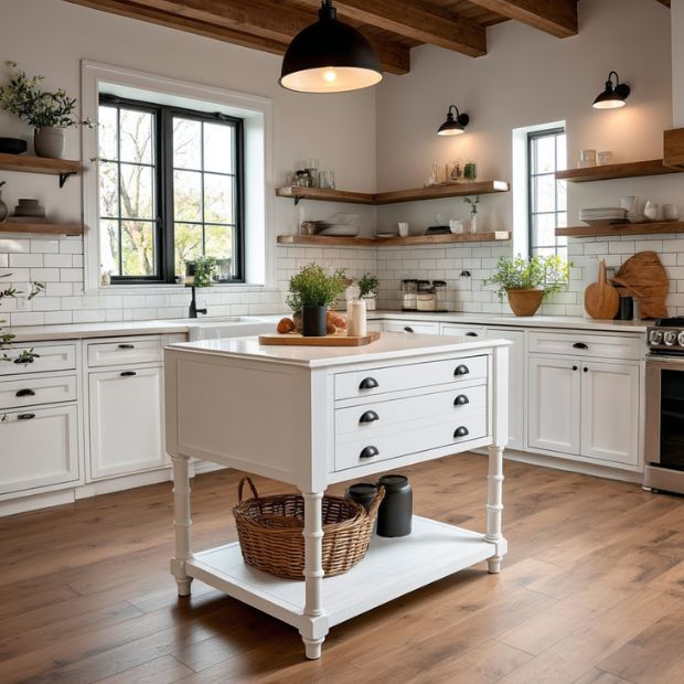Farmhouse Work Console Island | Antique Farmhouse