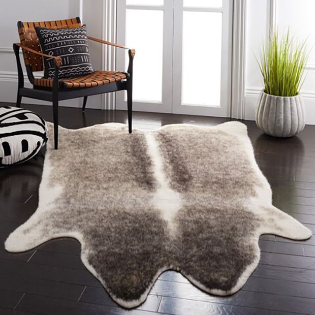 Faux Cow Hide Grey/Ivory Area Rug | Antique Farmhouse
