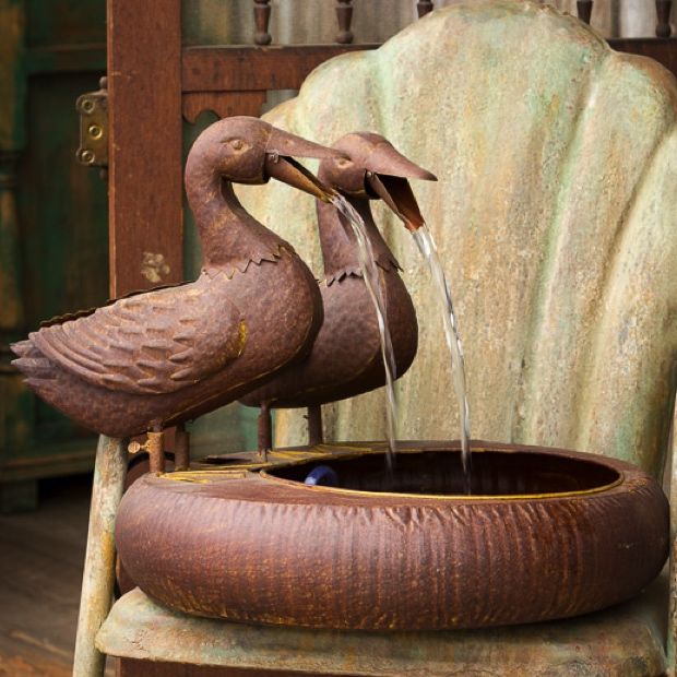 Folk Art Duck Water Fountain | Antique Farmhouse