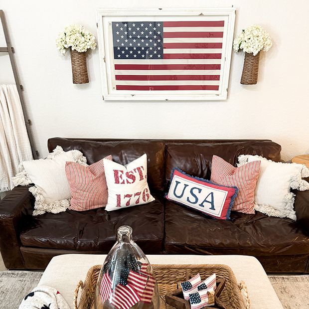 Framed American Flag Wall Decor | Antique Farmhouse
