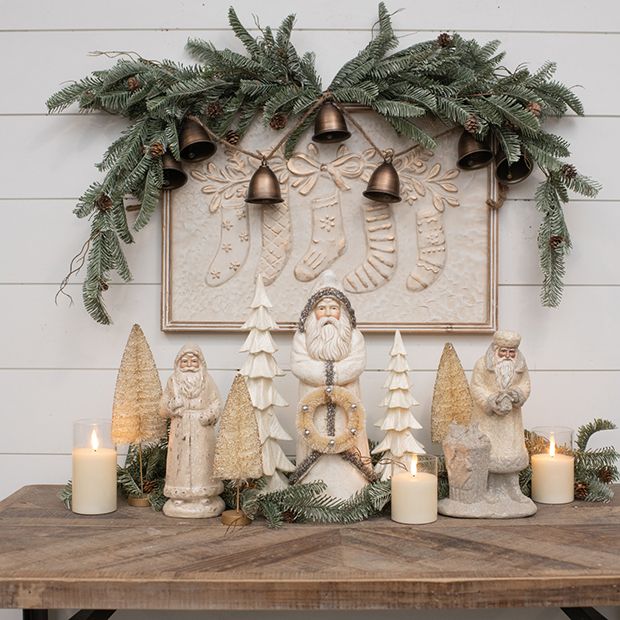 Framed Pressed Metal Christmas Stockings Wall Art | Antique Farmhouse