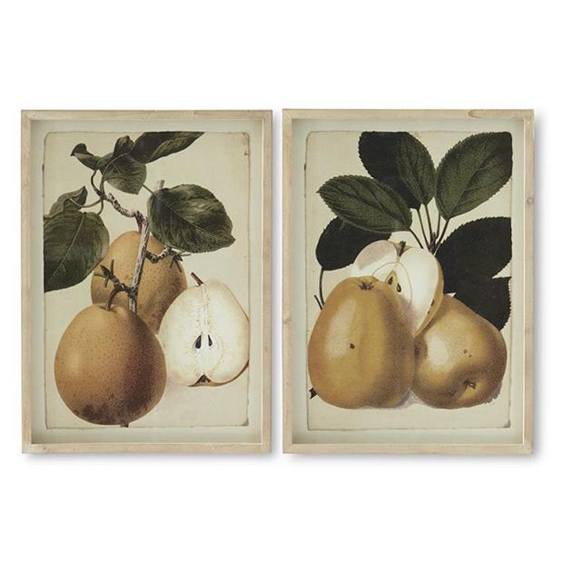 Framed Wooden Pear Prints Set of 2 | Antique Farmhouse