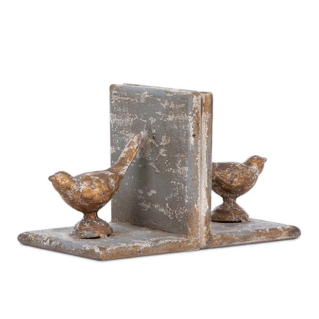 French Country Bird Duet Iron Bookends | Antique Farmhouse