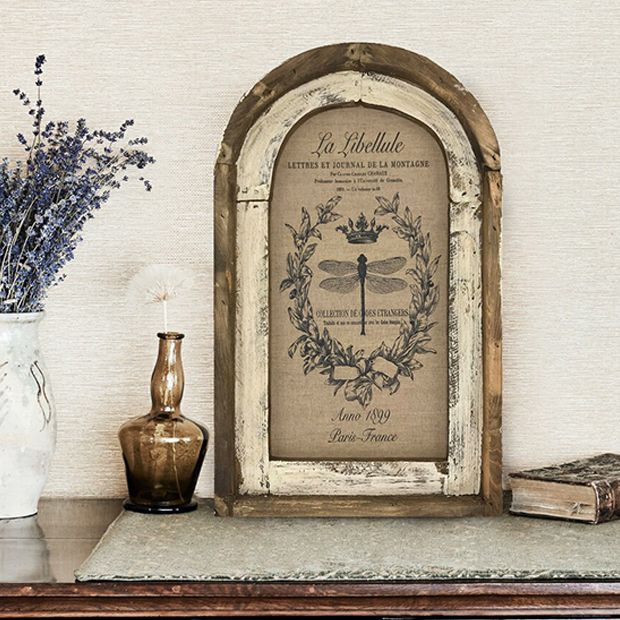 French Country Dragonfly Linen Wall Art | Antique Farmhouse