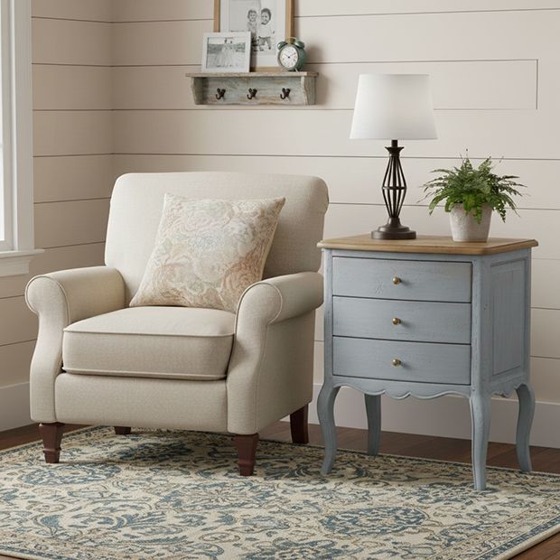 French Provincial 3 Drawer Side Table | Antique Farmhouse