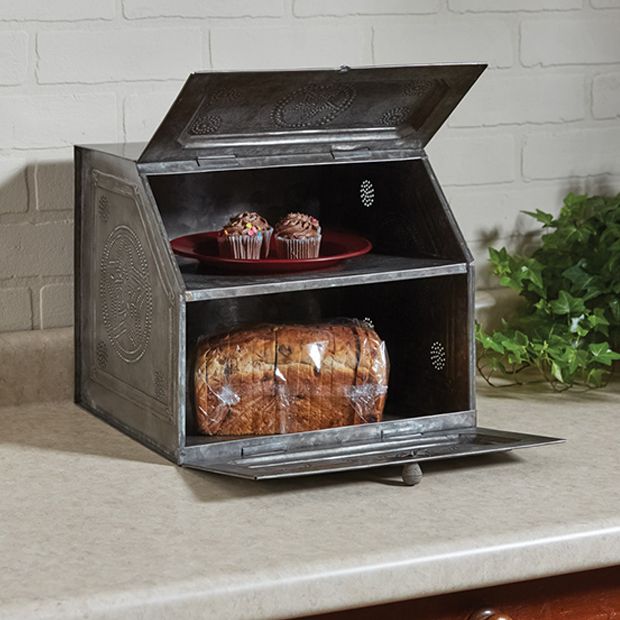 Galvanized Star Punched Metal Bread Box | Antique Farmhouse