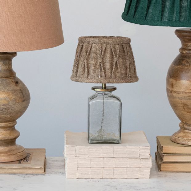 Glass Jar Table Lamp With Jute Shade | Antique Farmhouse