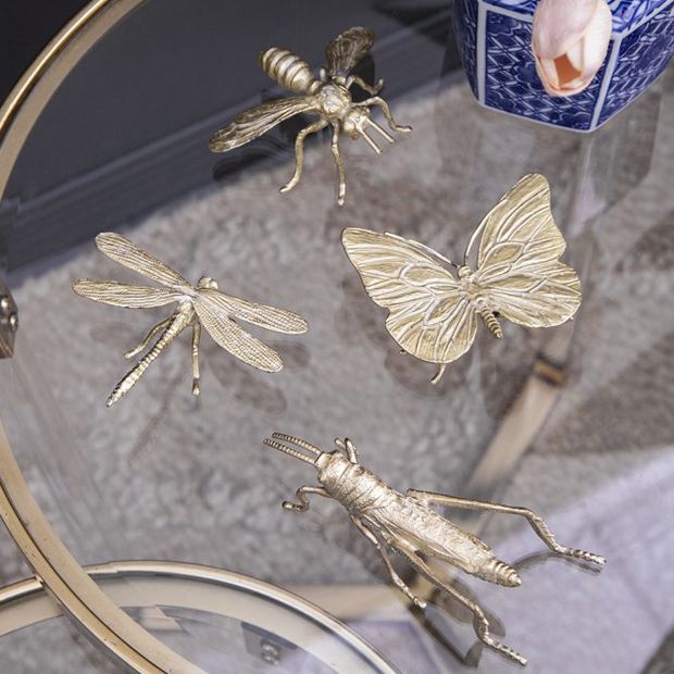 Gold Finish Insect Sculpture Collection Set of 4 | Antique Farmhouse