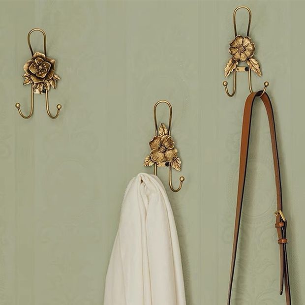 Golden Flower Iron Wall Hook Set of 3 | Antique Farmhouse